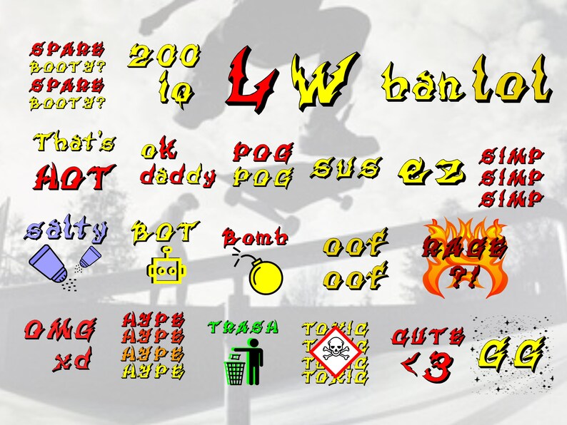 50 Edgy Retro Text Emotes Meme Emotes Emotes Twitch Discord Emotes ...