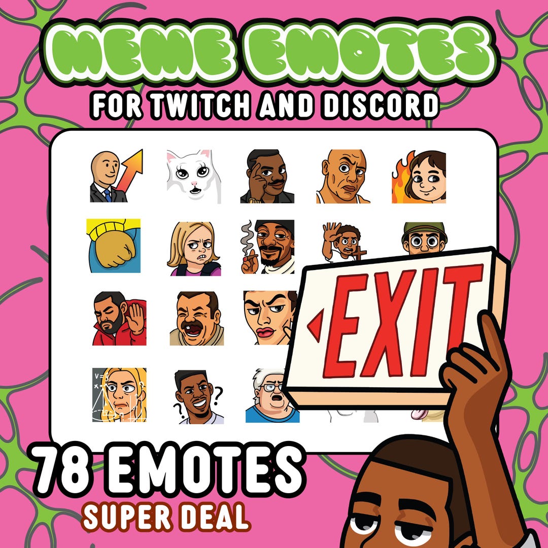 78 Twitch Emotes | Meme Emote Pack | Discord Emote Pack | Funny Twitch ...