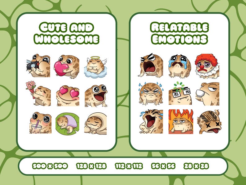 45 Forest Rain Frog Emotes | Cute Cartoon Frog Emotes for Twitch ...