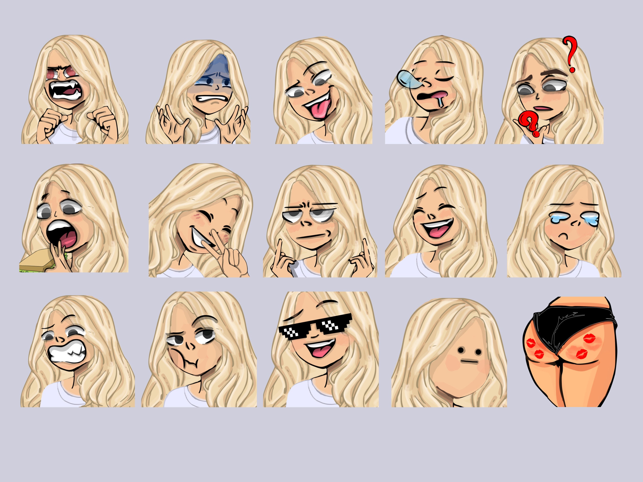 SUPER 60 Emote Bundle Cute Chibi Blonde Long Hair Girl Emote Bundle ...