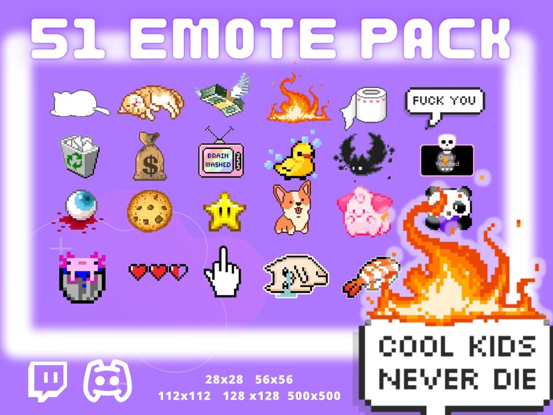 51 meme pixel art emote pack / Meme emotes / Funny emotes / Discord ...