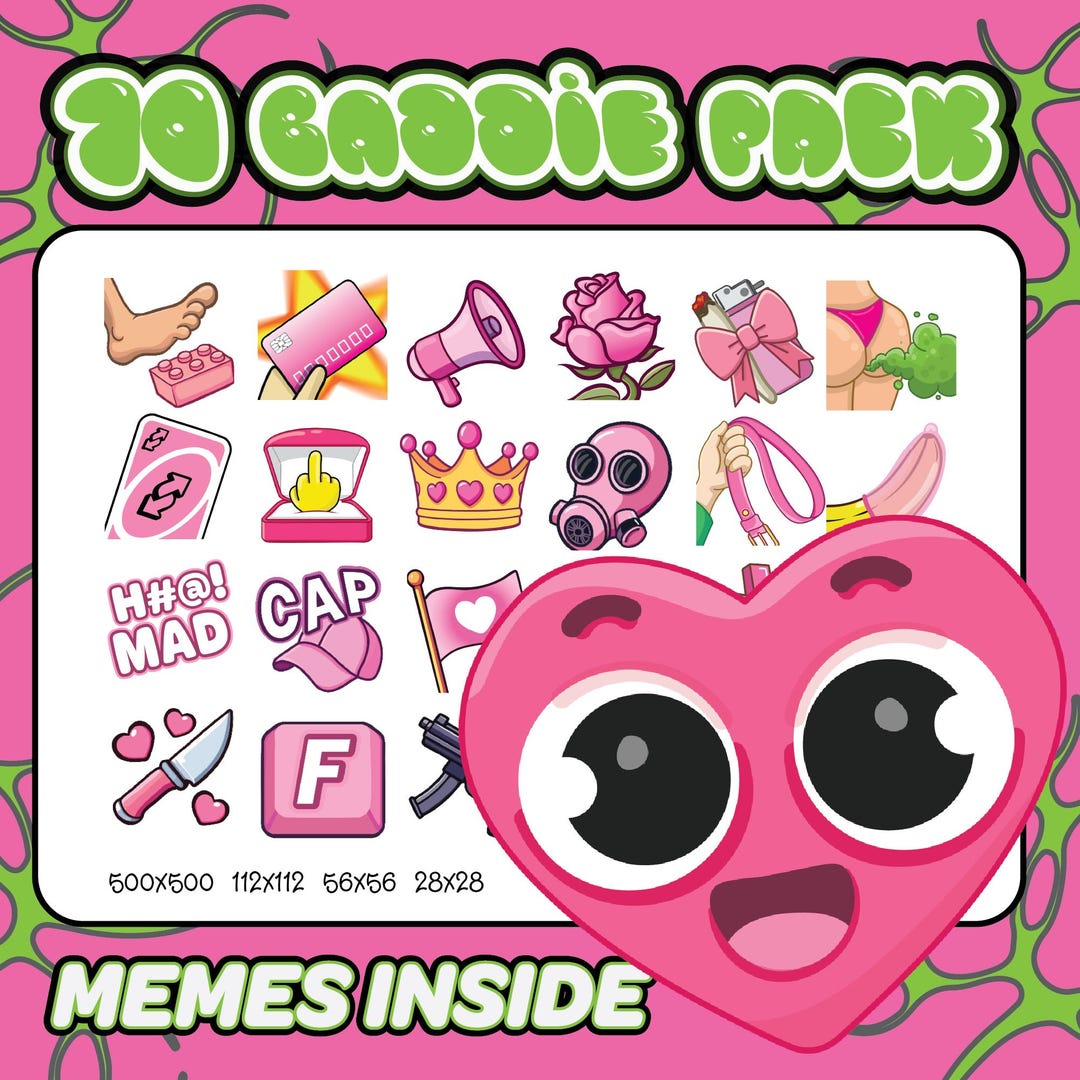Pink Emote Pack – 70 Cute Emotes for Twitch & Discord | Kawaii Pink ...