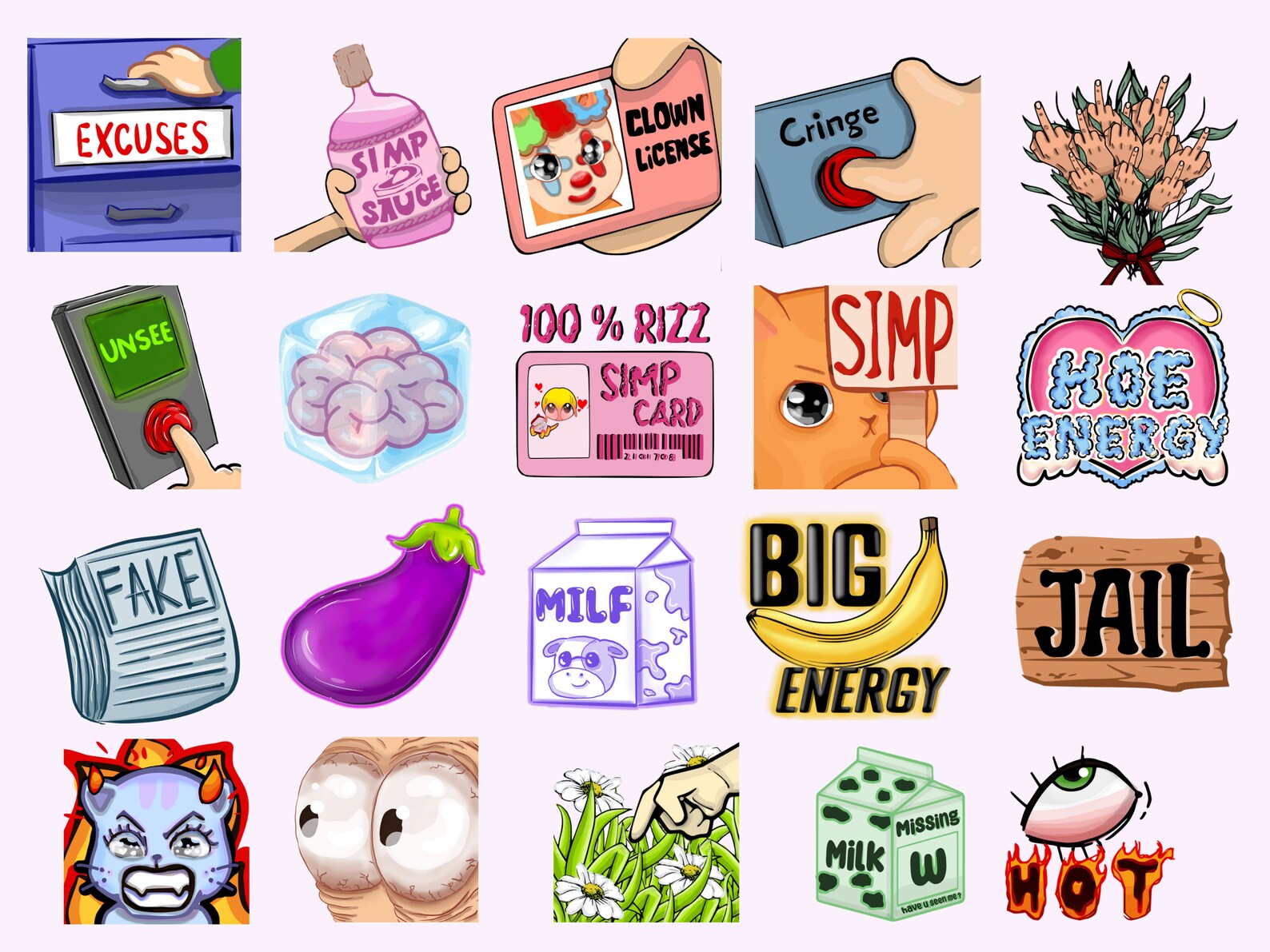 SUPER DEAL 60 Meme Emote Bundle Meme Emotes Cute Emotes Twitch Emotes ...