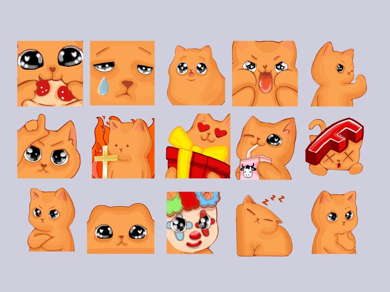 41 Cute Orange Cat Emote Bundle 10 Extra Emotes GIFT Emote Bundle Cat ...