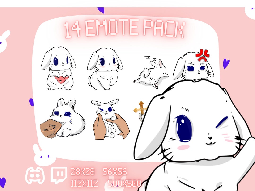 Cute Bunny Emote Pack Twitch Emotes Discord Emotes Meme Emotes Emote ...