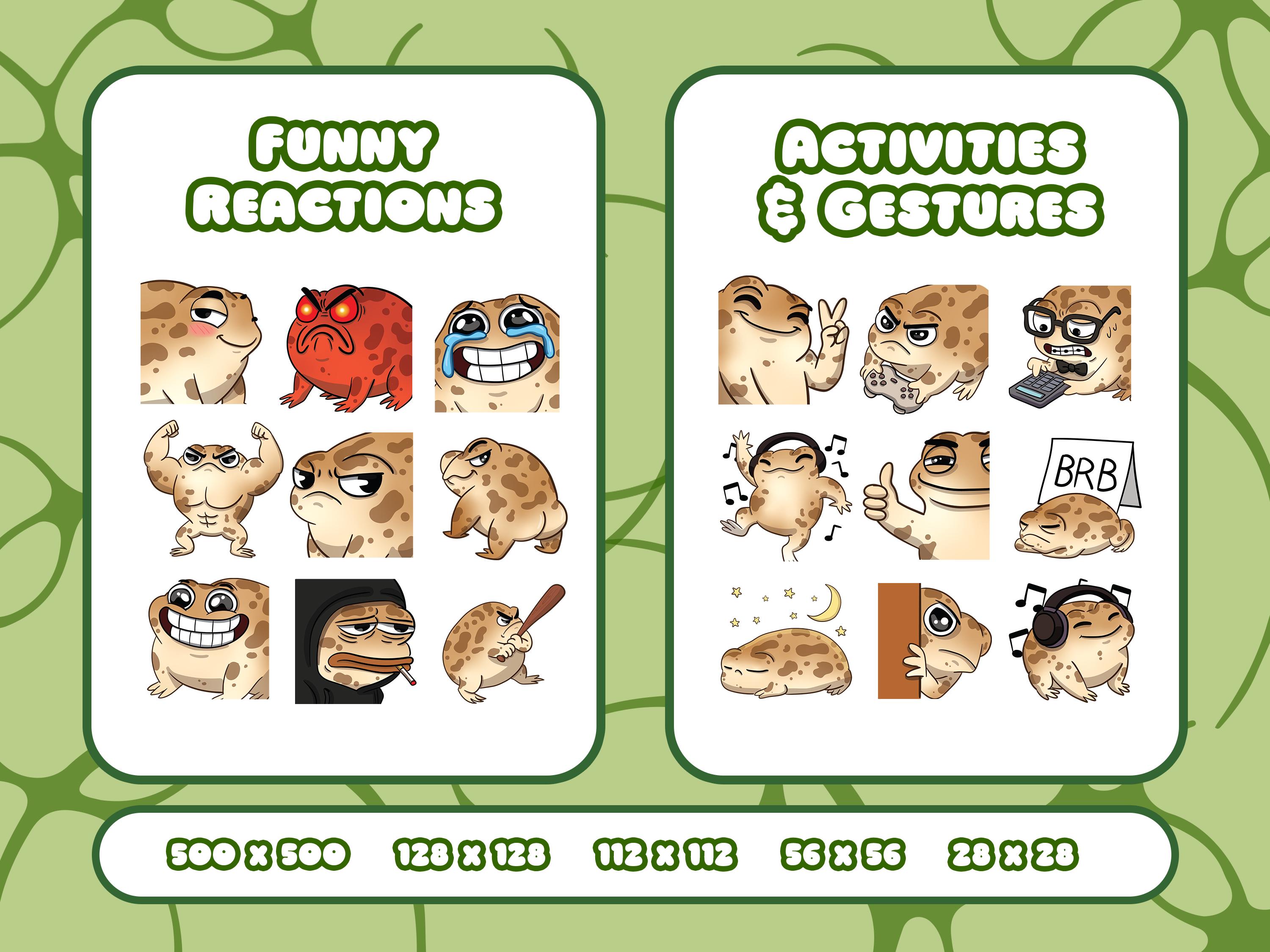 45 Forest Rain Frog Emotes | Cute Cartoon Frog Emotes for Twitch ...
