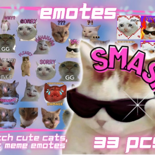 PACK 1 Cat Memes Emote Bundle Funny Cats Kawaii Cats 28 - Etsy