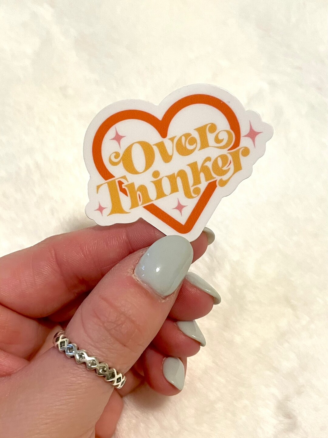 Overthinker Sticker, Mini Sticker for Journal, Small Heart Sticker ...