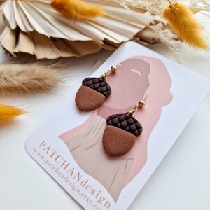 HANGING ACORN Polymer Clay Earrings Fall Earrings Clay Thanksgiving ...
