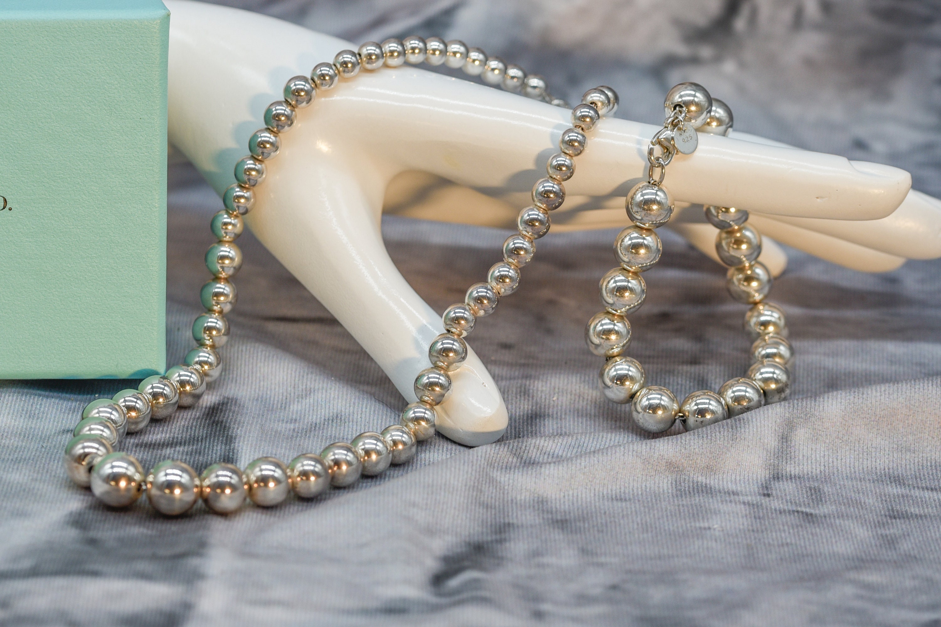 Tiffany & Co. Ball Bead Necklace and Bracelet 925 Sterling Silver With ...