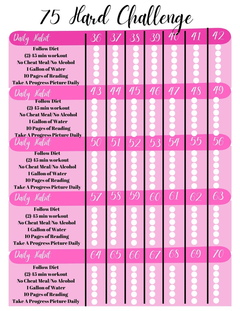 75 Hard Challenge Pink Digital Download - Etsy