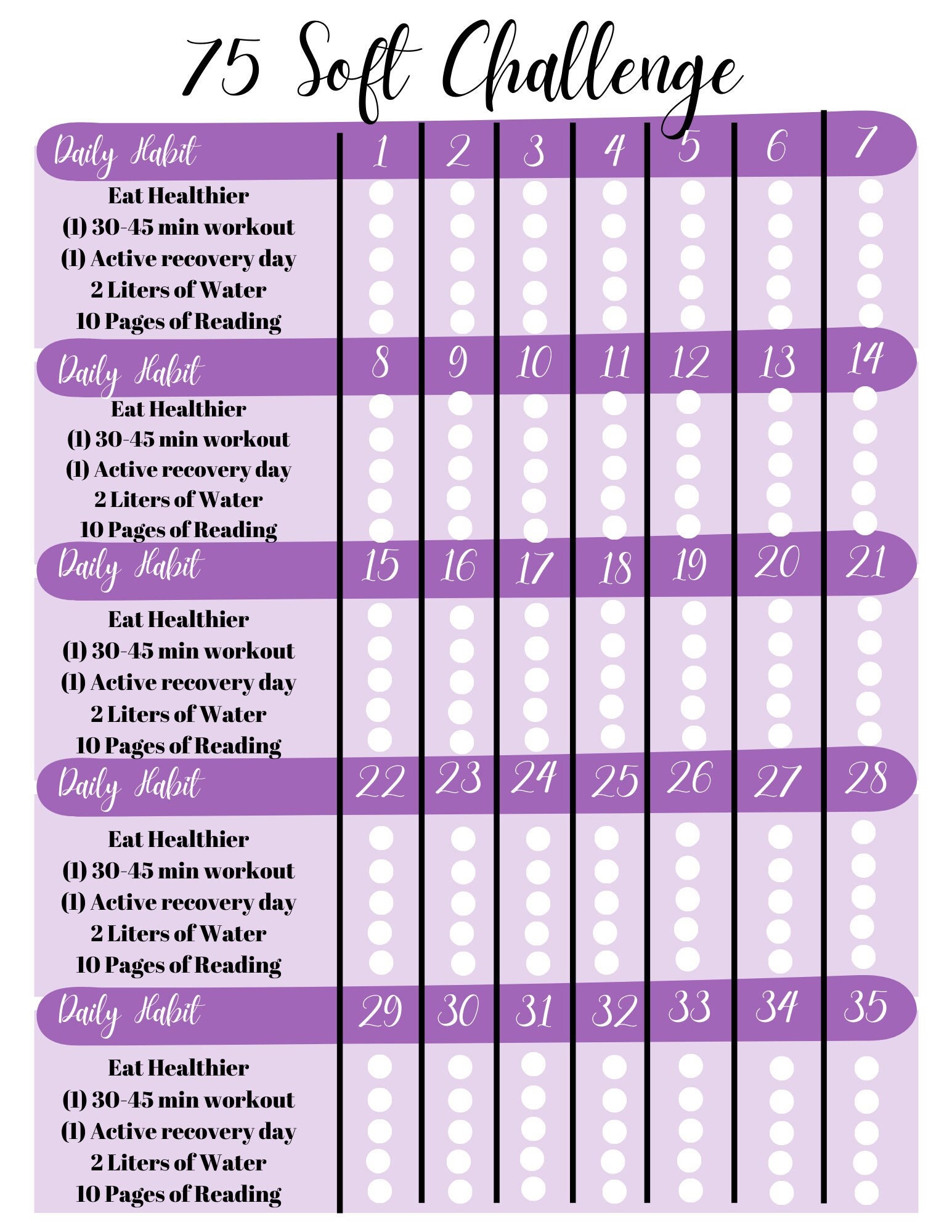 75 Soft Challenge Downloadable PDF - Etsy