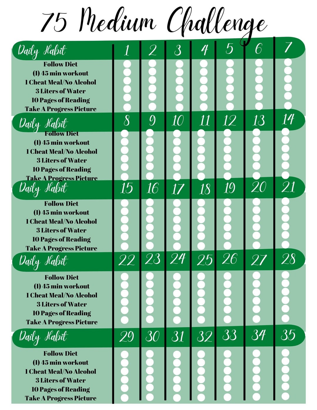 75 Medium Challenge Digital Download - Etsy