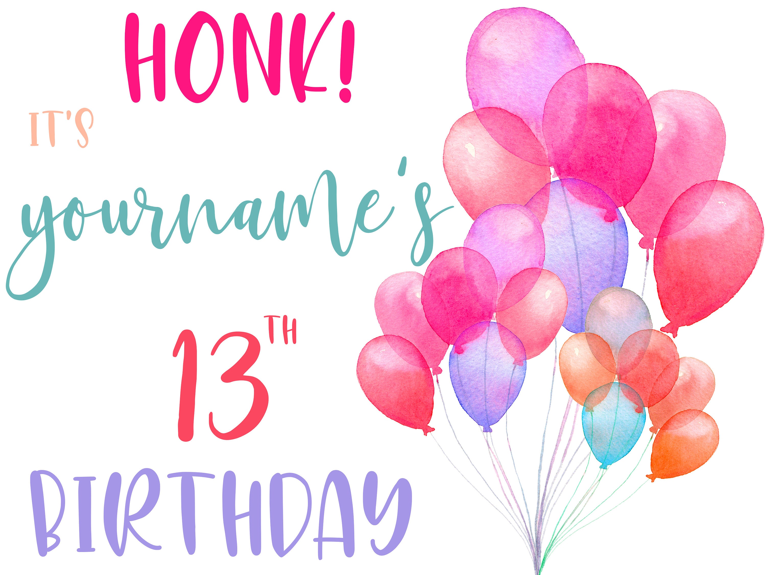 Personalized 13th birthday Yard Sign Birthday Party | Etsy