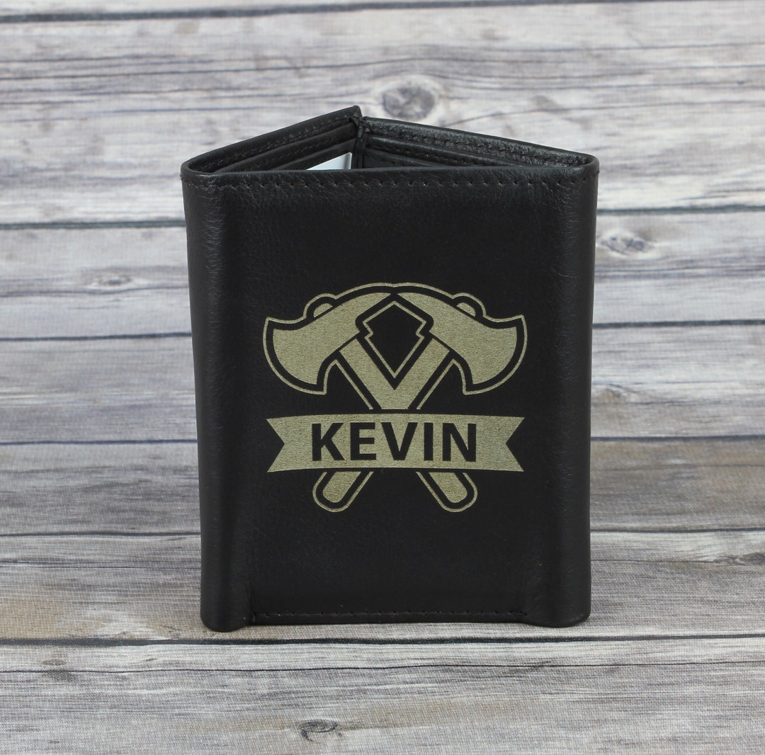 Laser Engraved Fireman Wallet, Leather Trifold Wallet, Emergency ...