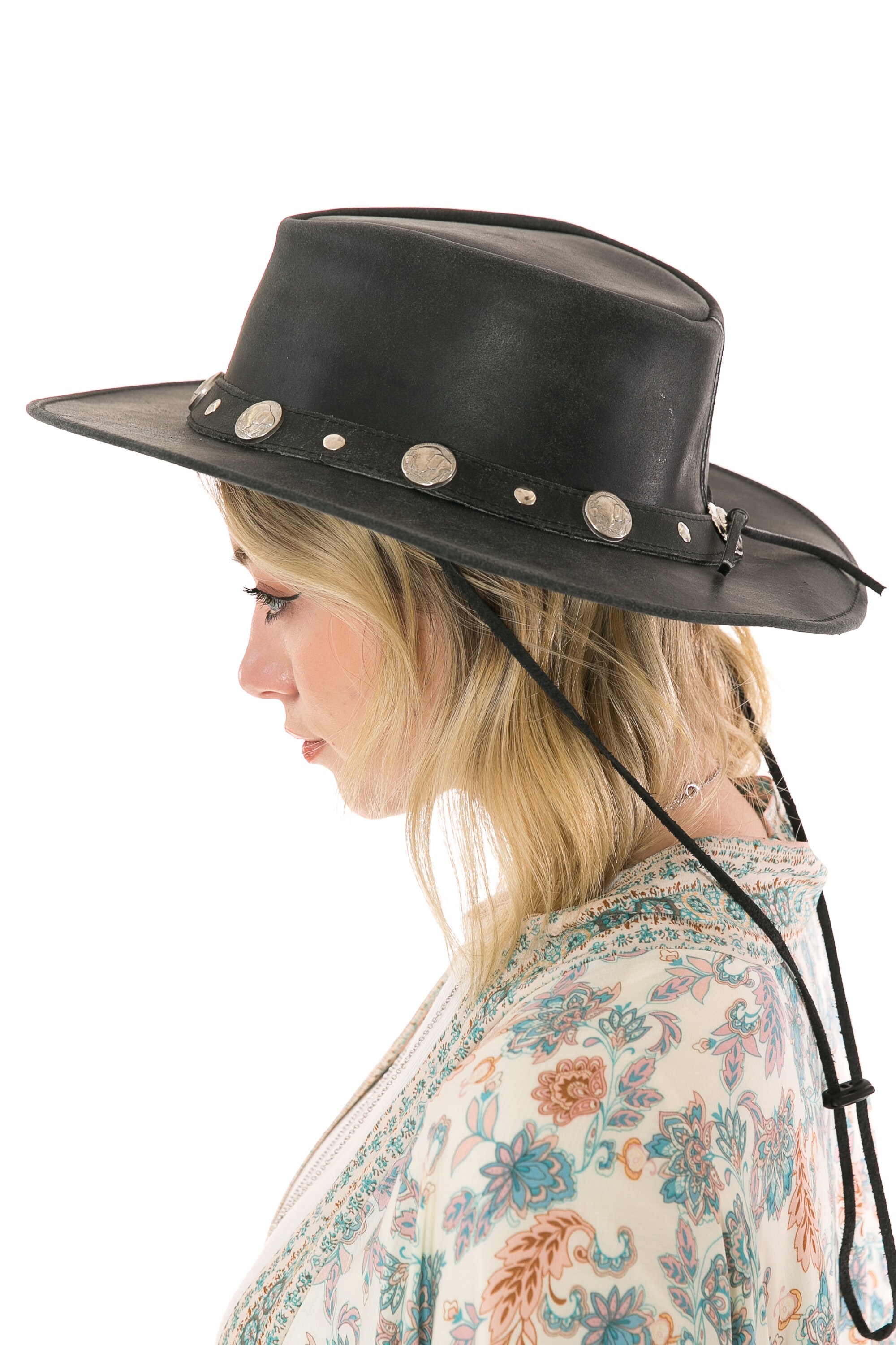 Black Buffalo Nickel Leather Cowboy Hat Black Cowboy Hat - Etsy