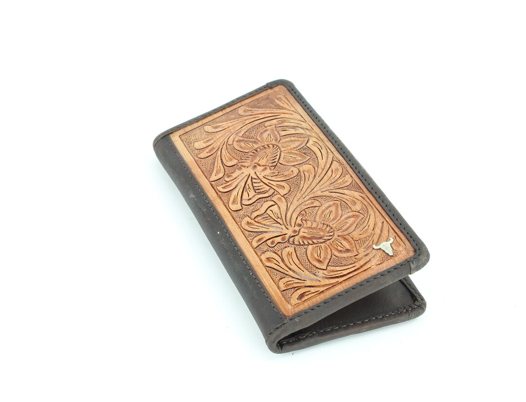 Tooled Leather Floral Filigree Western Rodeo Wallet, Modern Western ...