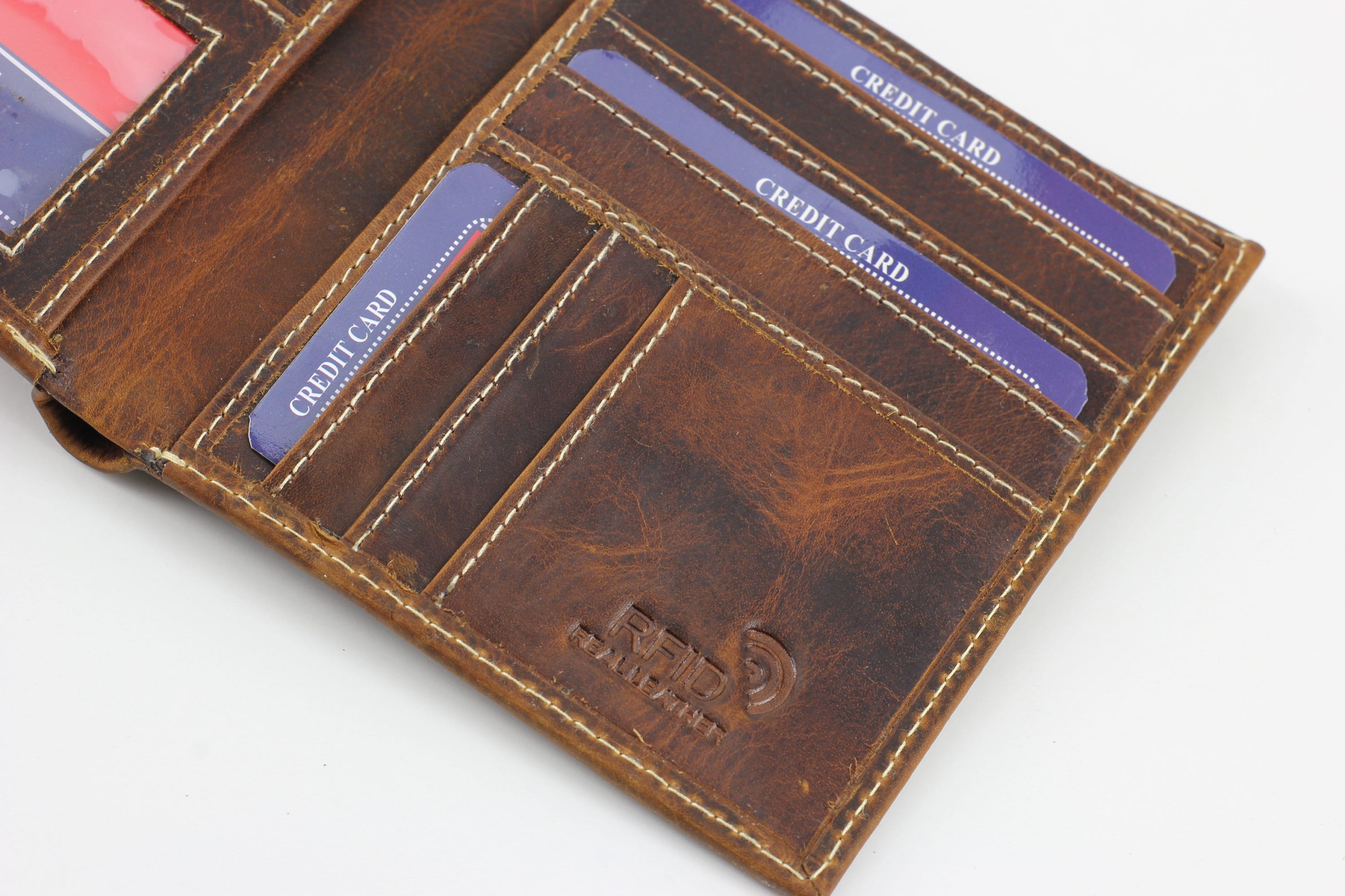 Men's Leather Bifold Wallet With RFID Protection Rugged - Etsy