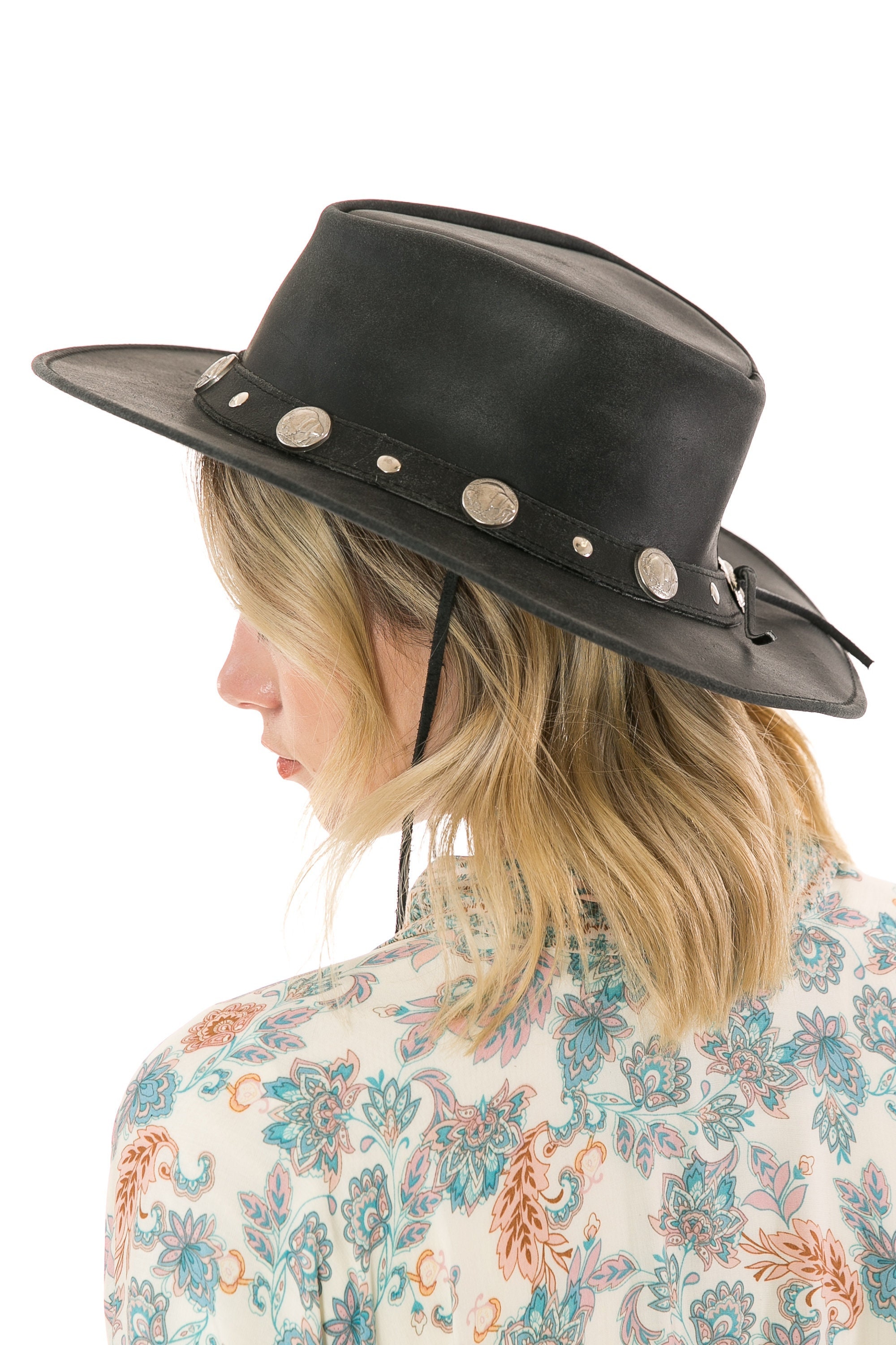 Black Buffalo Nickel Leather Cowboy Hat Black Cowboy Hat - Etsy