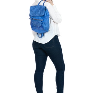 Washed Leather Backpack With Weaved Leather Detail - Etsy