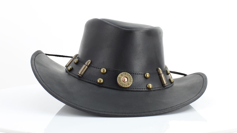 Leather Bullet Cowboy Hat, Shapeable Brim, Rodeo Outfit - Etsy