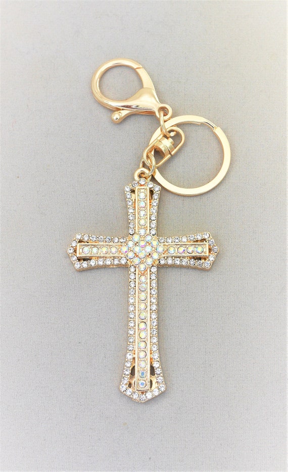 Rhinestone Cross Keychain Blinged Out Bag Charm Glam Bag - Etsy