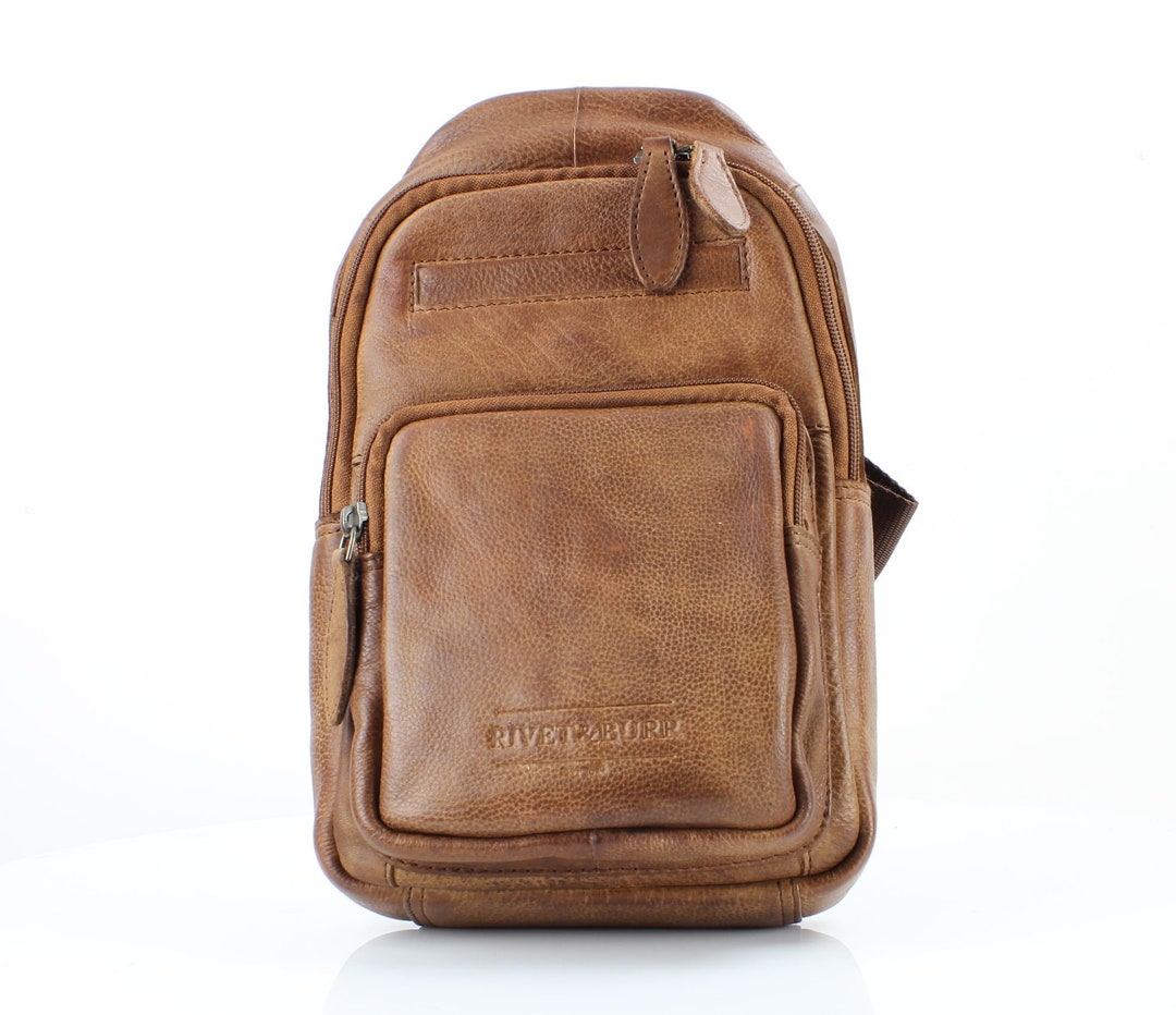 Leather Chest Bag: Rivet & Burr Travel Sling Bag, Minimalist Purse - Etsy