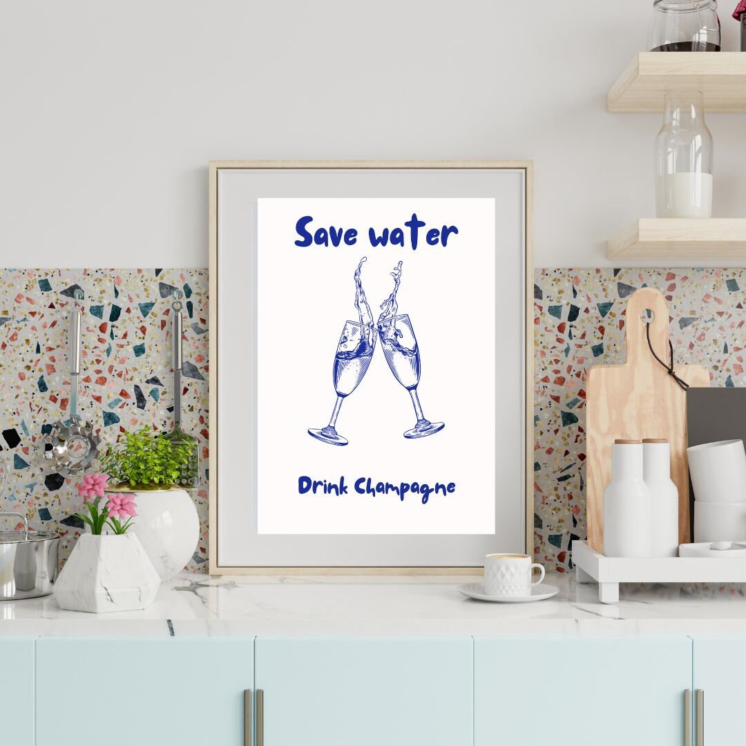 Modern Kitchen Poster drink Champagne Digital Download - Etsy