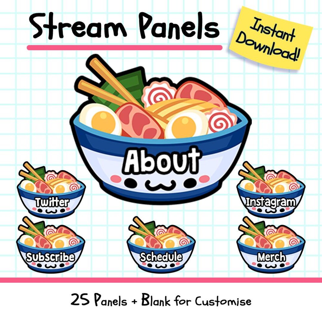 Twitch Noodle Panels, 25 Cute Ramen Twitch Streamer Food Panel Pack - Etsy