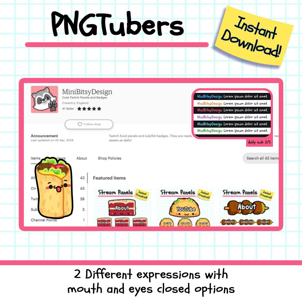 Burrito Pngtuber, Kawaii Wrap Vtuber for Twitch Streamers - Etsy