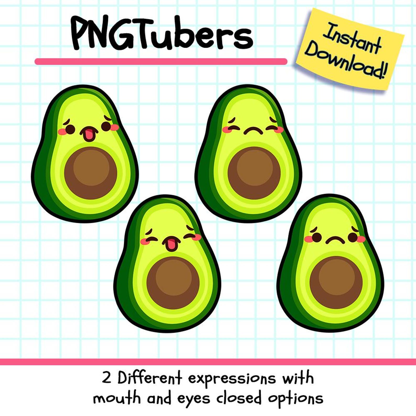 Avocado Pngtuber, Kawaii Food Vtuber Model for Twitch Streamers - Etsy