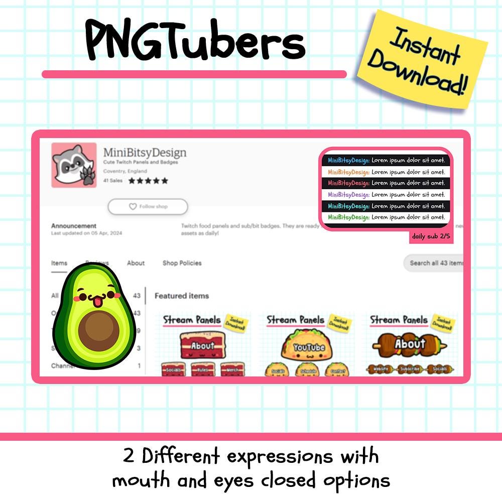 Avocado Pngtuber, Kawaii Food Vtuber Model for Twitch Streamers - Etsy