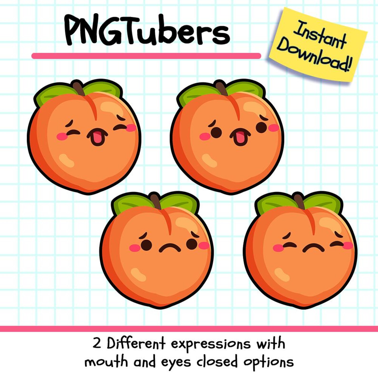 Peach Pngtuber, Kawaii Fruit Vtuber Model for Twitch Streamers - Etsy