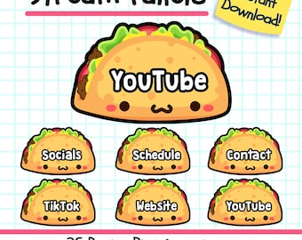 Twitch Taco Panels, 25 Cute Food Twitch Streamer Panel Pack - Etsy