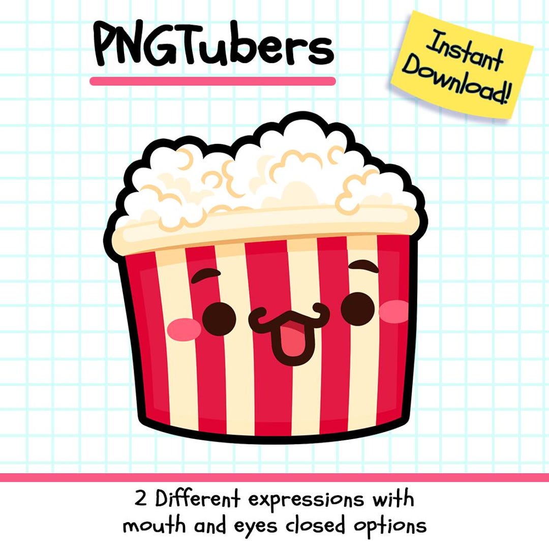 Popcorn Pngtuber, Kawaii Food Vtuber Model for Twitch Streamers - Etsy