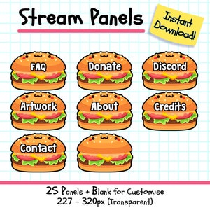 Twitch Burger Panels, 25 Cute Street Food Twitch Streamer Panel Pack ...