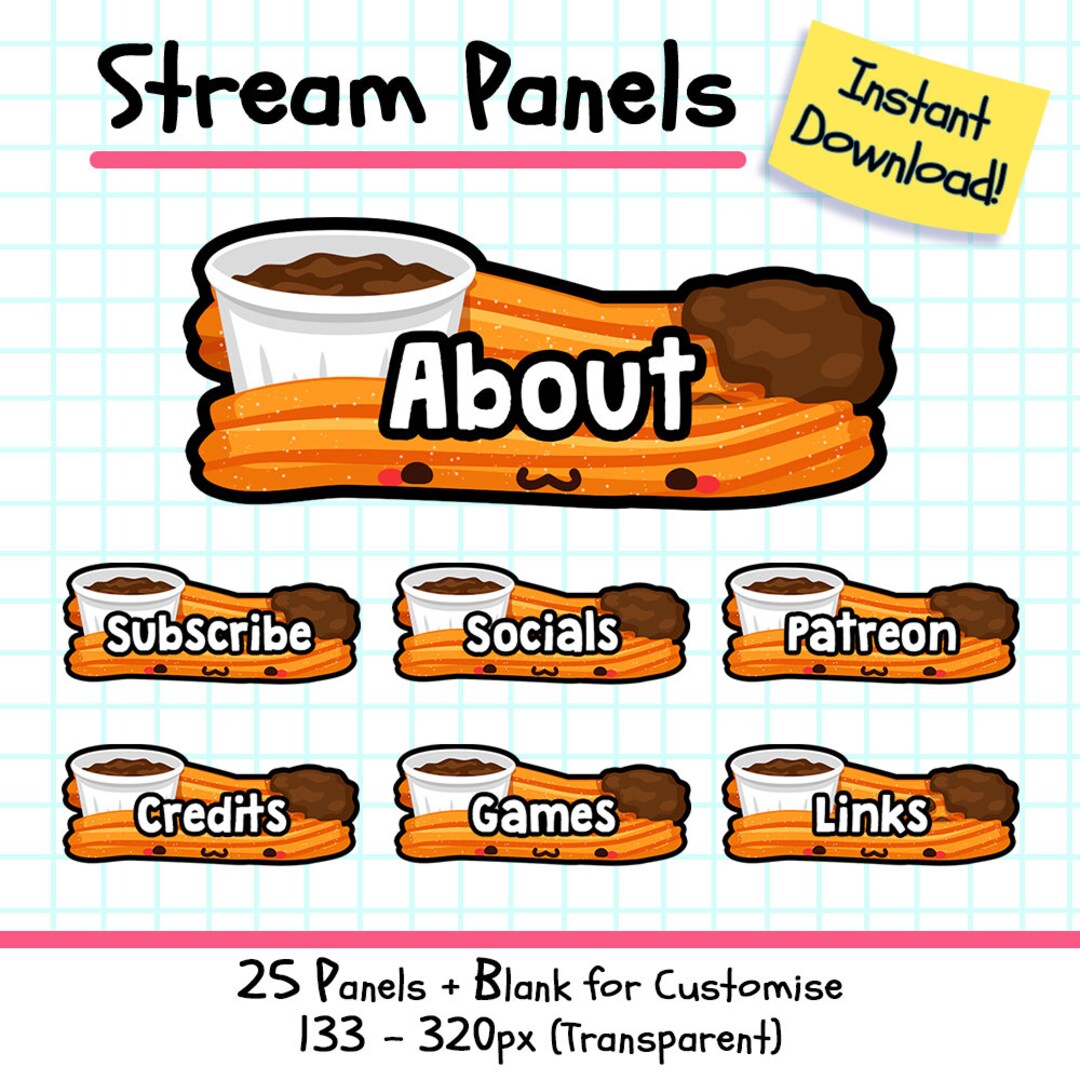Twitch Churros Panels, 25 Cute Food Twitch Streamer Panel Pack - Etsy