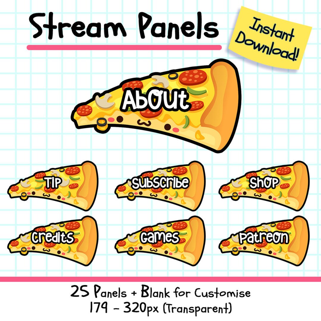 Twitch Pizza Panels, 25 Cute Food Twitch Streamer Panel Pack - Etsy
