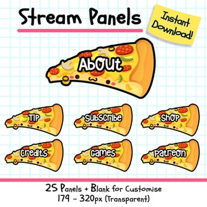 Twitch Pizza Panels, 25 Cute Food Twitch Streamer Panel Pack - Etsy