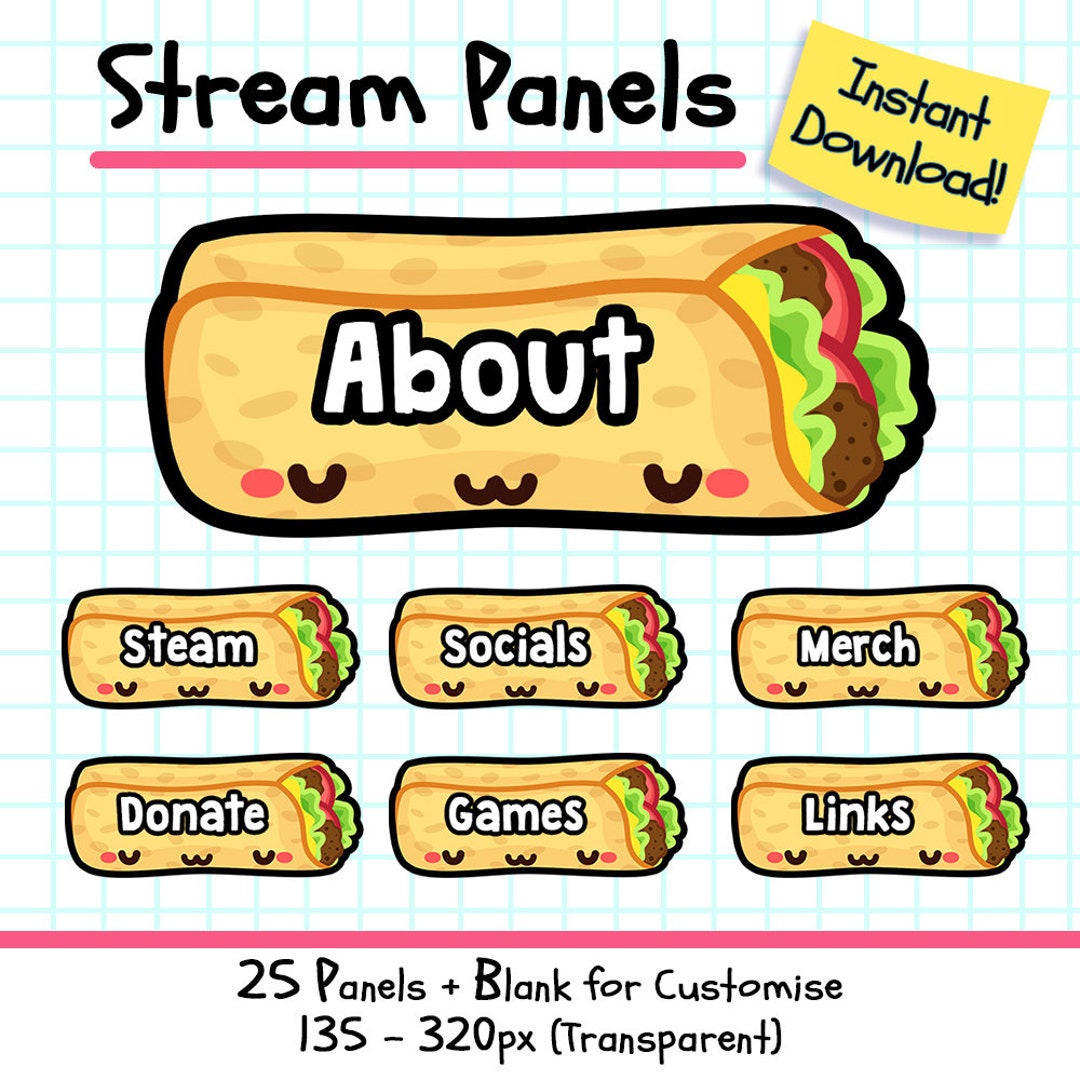 Twitch Burrito Panels, 25 Cute Wrap Twitch Streamer Panel Pack - Etsy