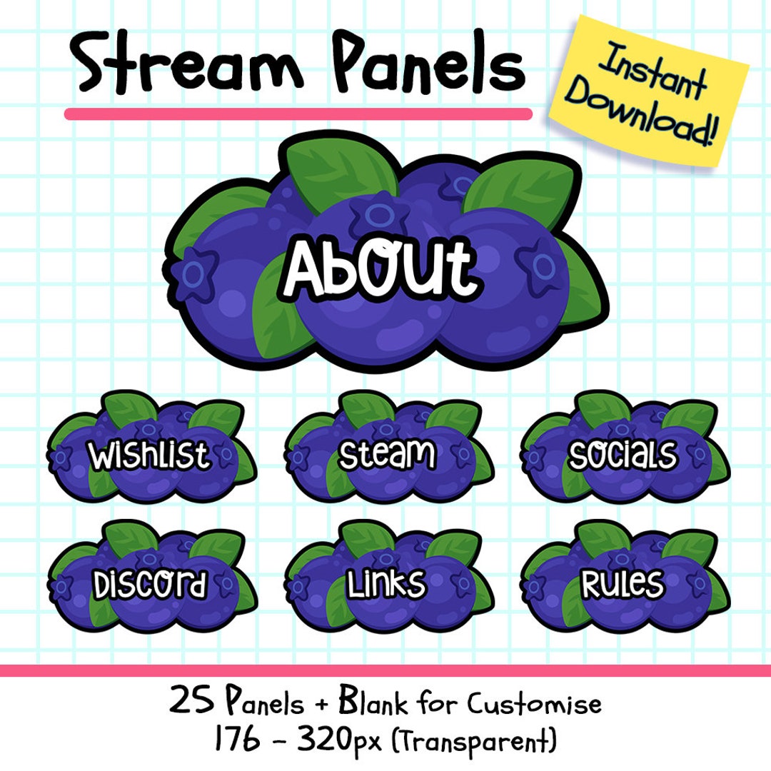 Twitch Blueberry Panels, 25 Cute Fruit Twitch Streamer Panel Pack - Etsy