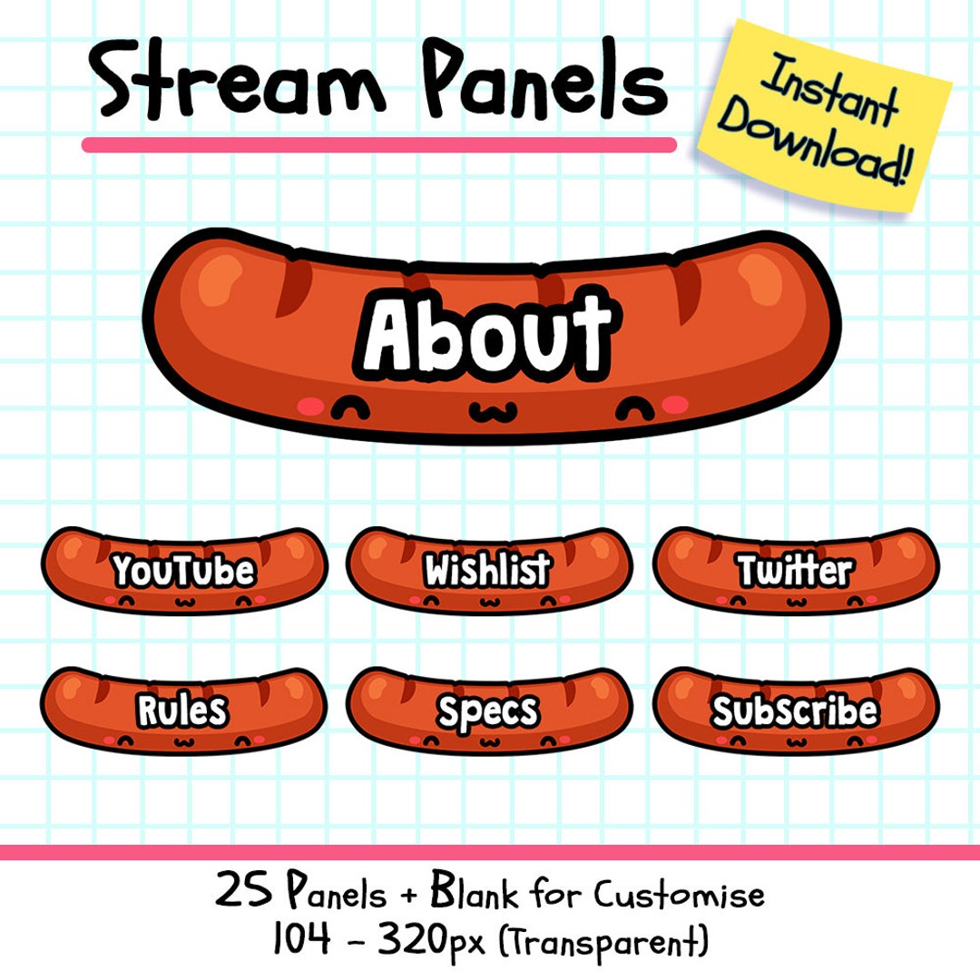 Twitch Sausage Panels, 25 Cute Food Twitch Streamer Panel Pack - Etsy