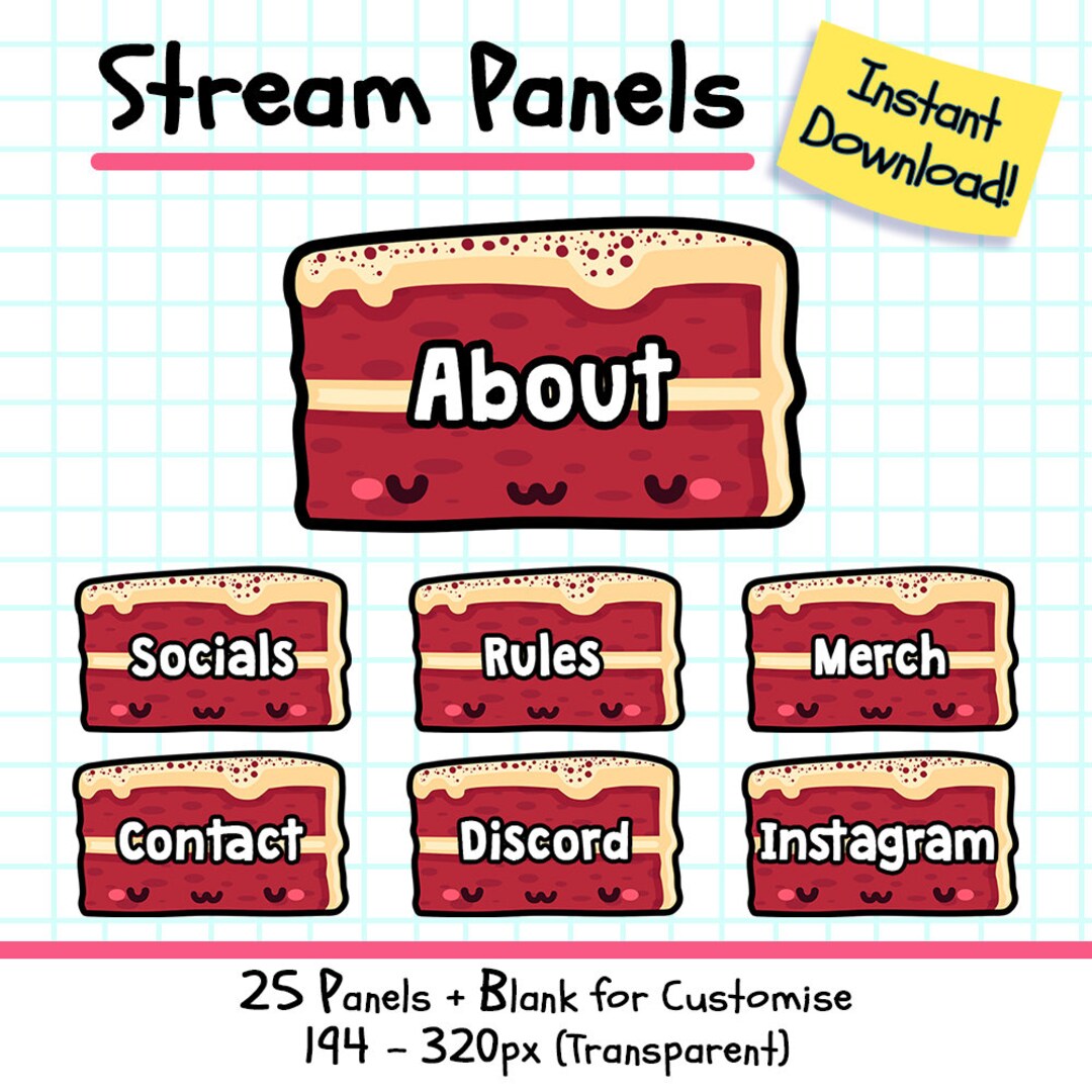Twitch Red Velvet Cake Panels, 25 Cute Bakery Streamer Panel Pack - Etsy