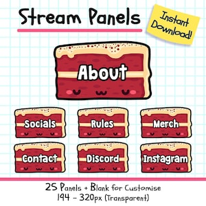 Twitch Red Velvet Cake Panels, 25 Cute Bakery Streamer Panel Pack - Etsy