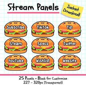 Twitch Burger Panels, 25 Cute Street Food Twitch Streamer Panel Pack ...