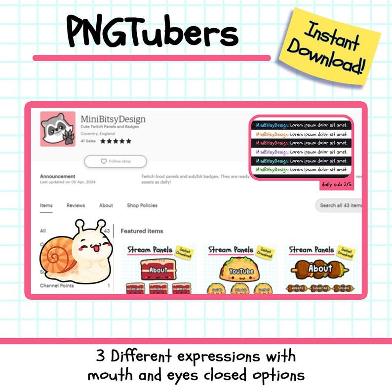 Snail Pngtuber, Kawaii Animal Vtuber Model for Twitch Streamers - Etsy ...