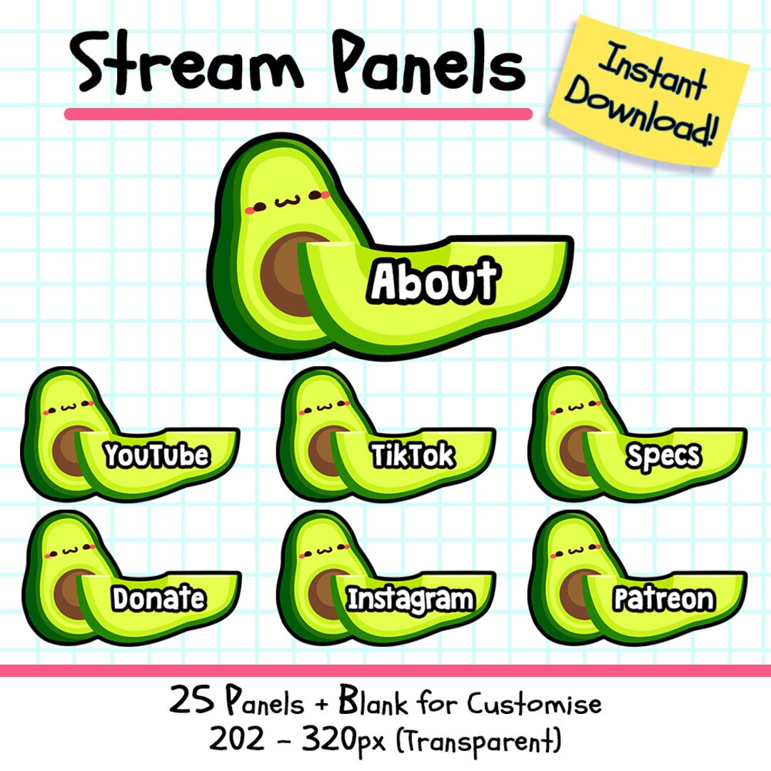 Twitch Avocado Panels, 25 Cute Vegetables Twitch Streamer Panel Pack - Etsy