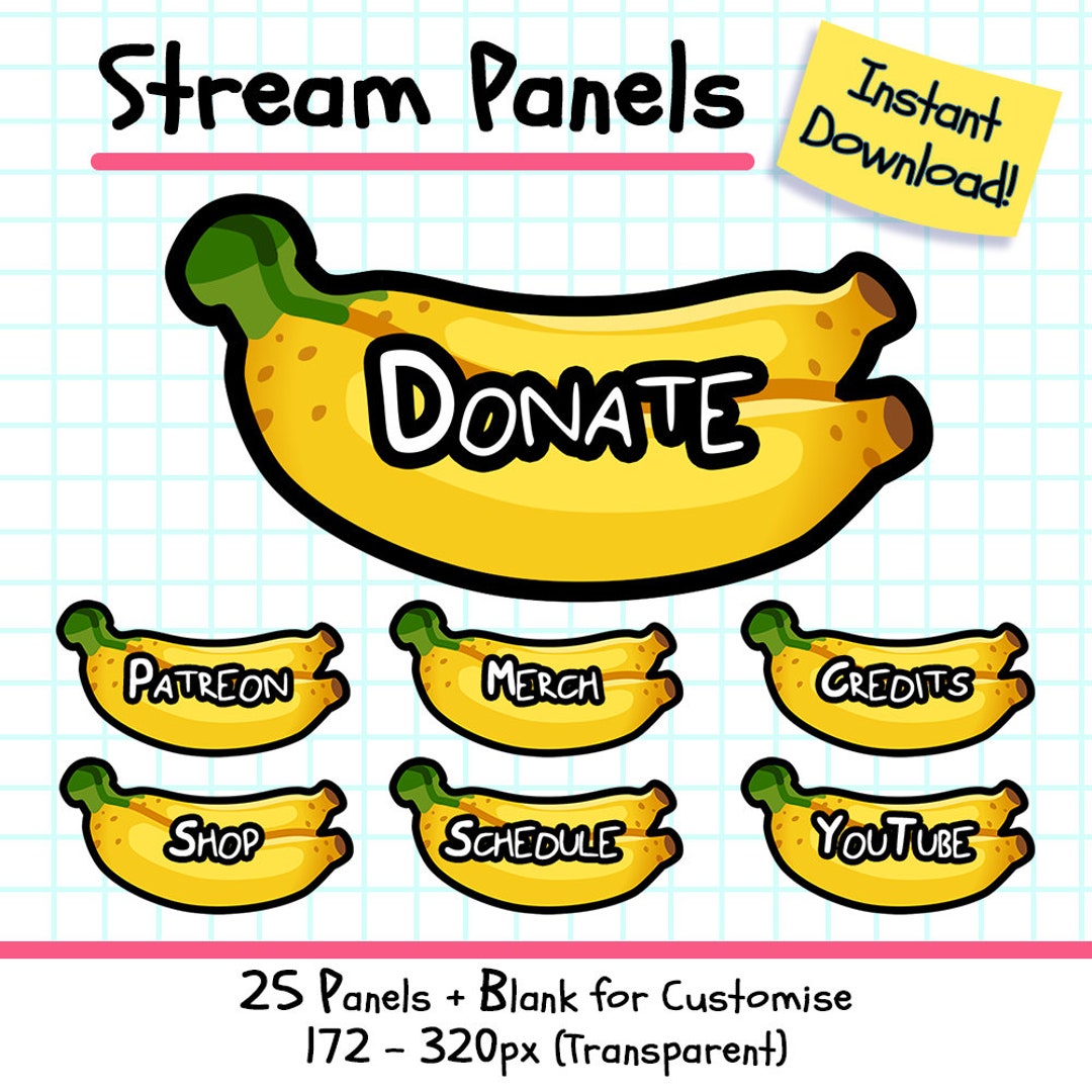 Twitch Banana Panels, 25 Cute Twitch Streamer Panel Pack - Etsy