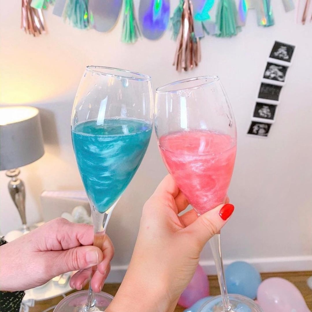 Gender Reveal Shimmer for Drinks - Baby Blue and Glitter Pink Drink ...