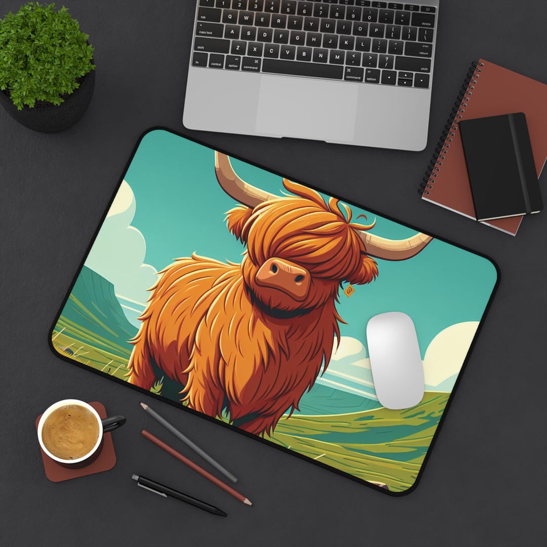 Highland Cow Desk Mat, Cow Print Desk Pad, Cute Animal Office ...